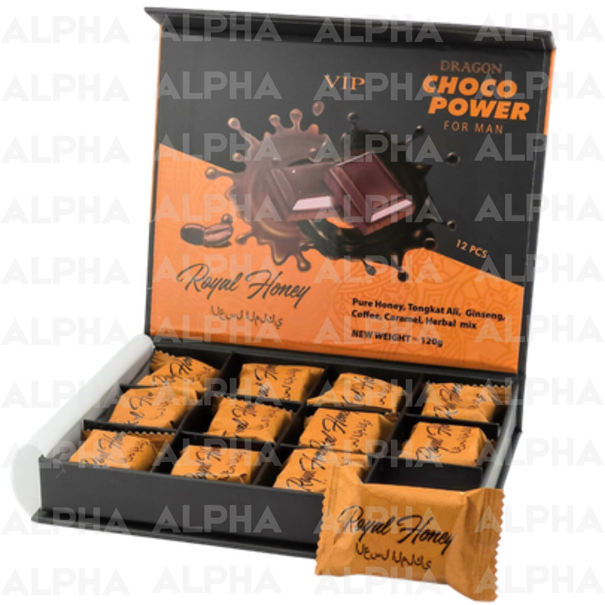 Dragon Choco VIP Power For Man, Full Box | Coffee and Honey Flavor (12 ...