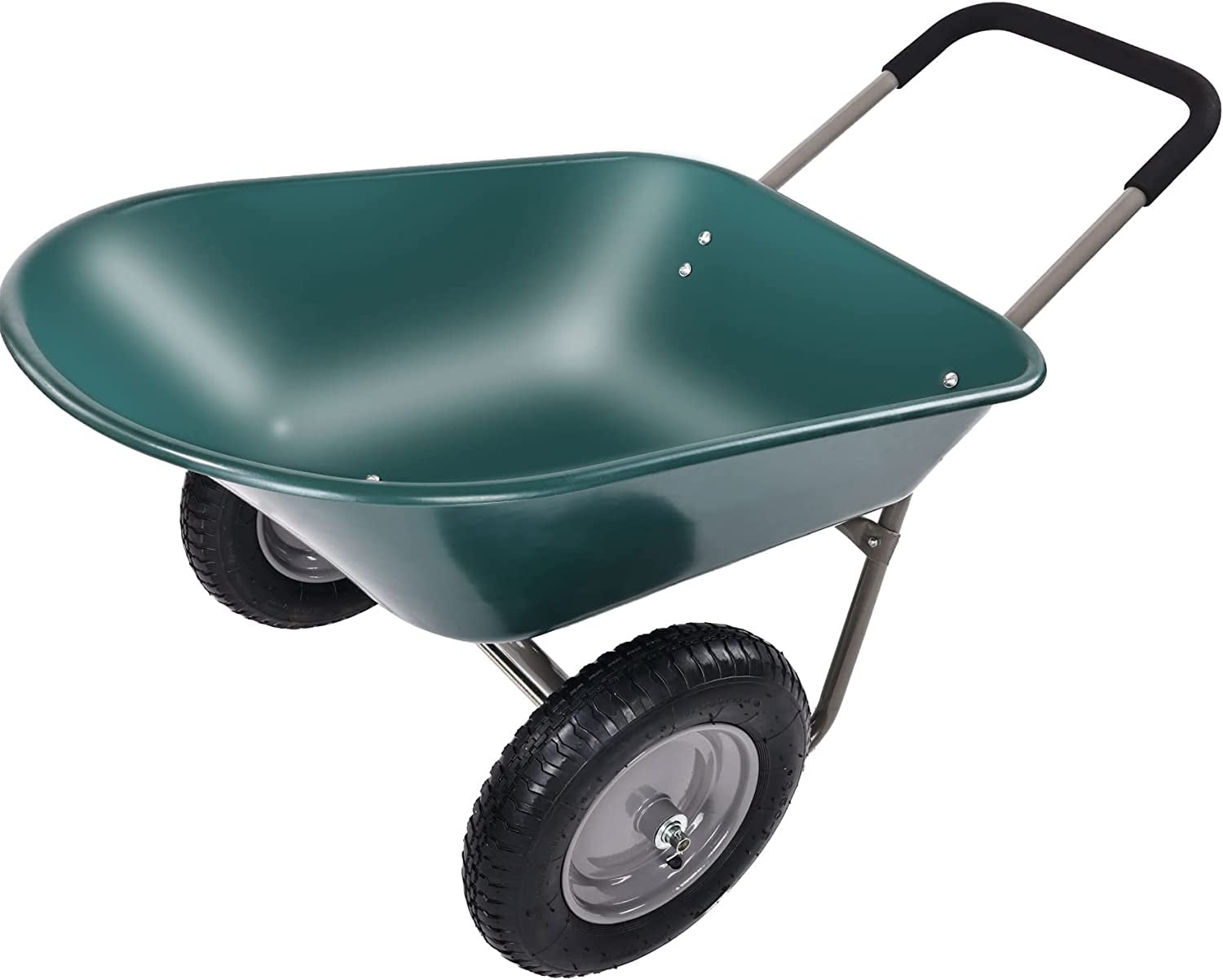 Dual-Wheel Home Garden Yard Utility Wheelbarrow Cart with Built-in ...
