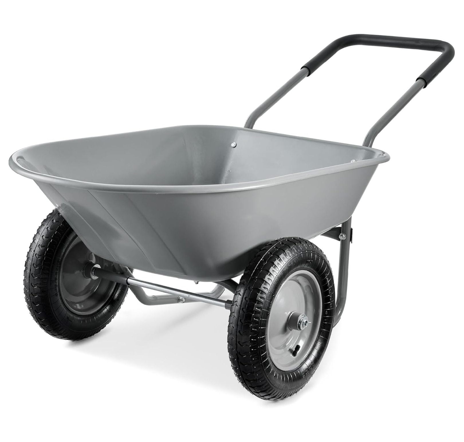Dual-Wheel Home Utility Yard Wheelbarrow Garden Cart w/Built-in Stand ...