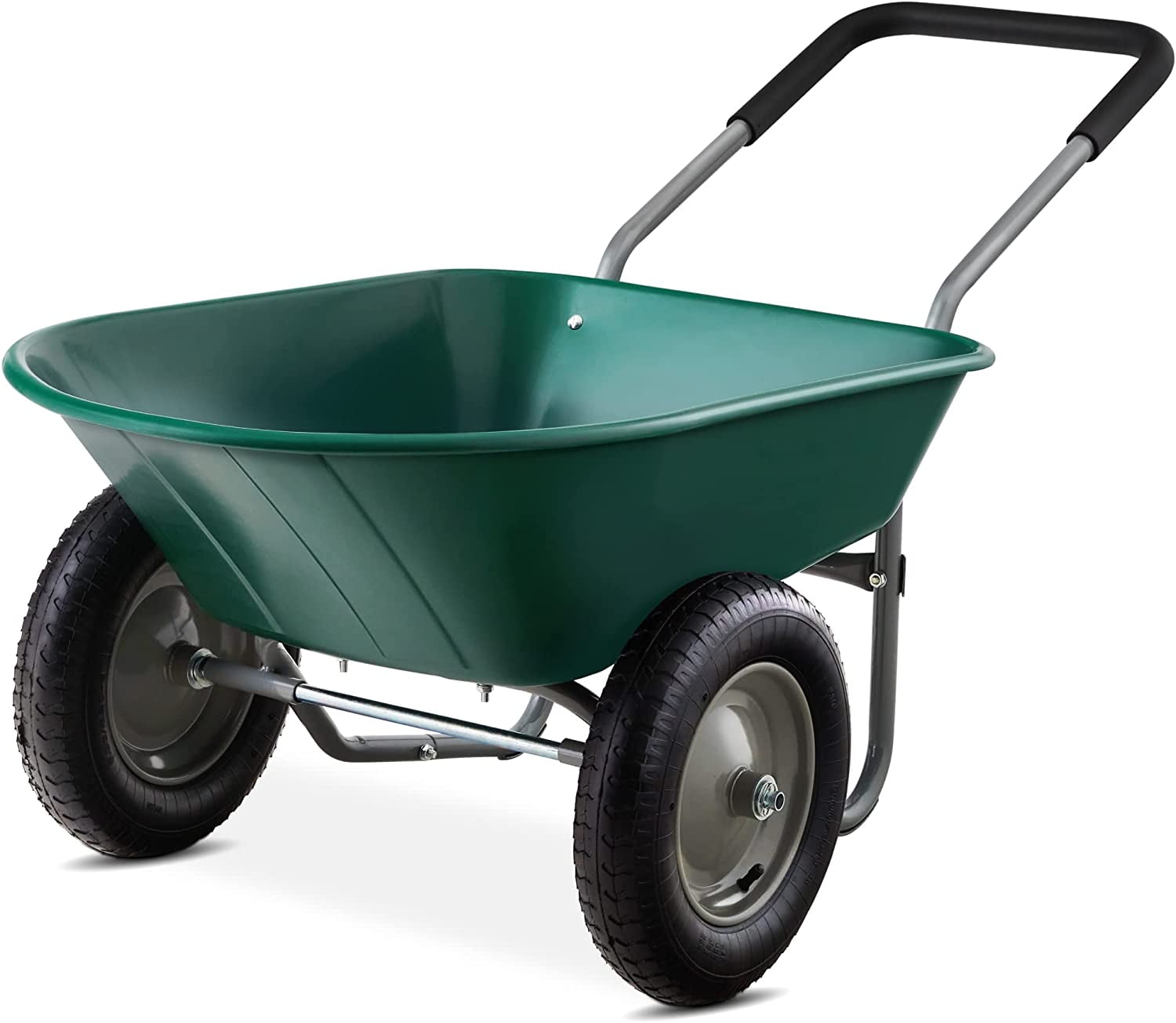 Dual-Wheel Home Utility Yard Wheelbarrow Garden Cart w/Built-in Stand ...