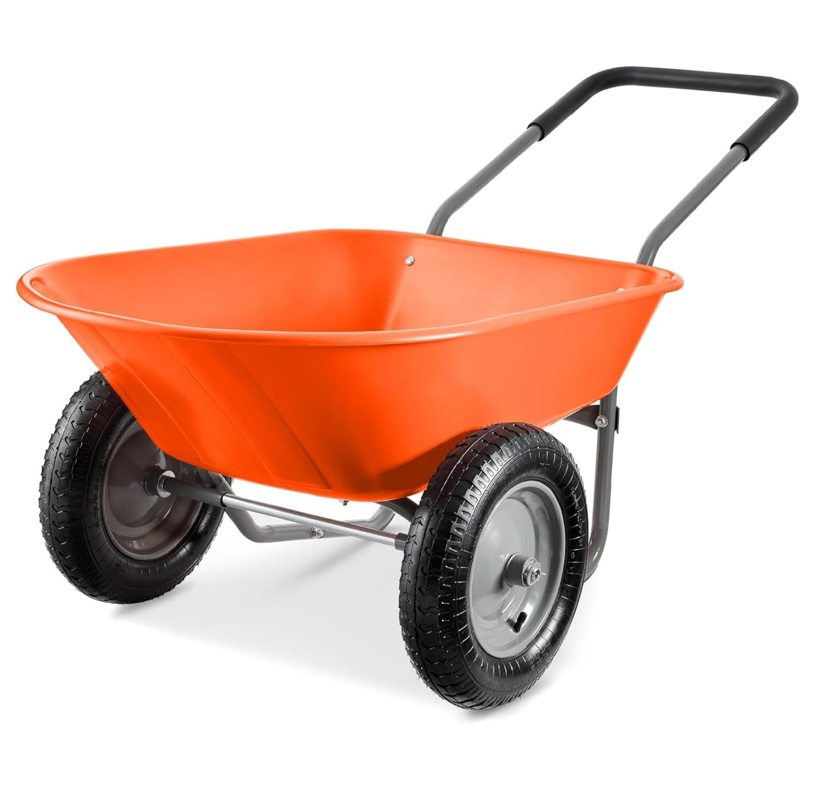 Dual-Wheel Home Utility Yard Wheelbarrow Garden Cart w/Built-in Stand ...
