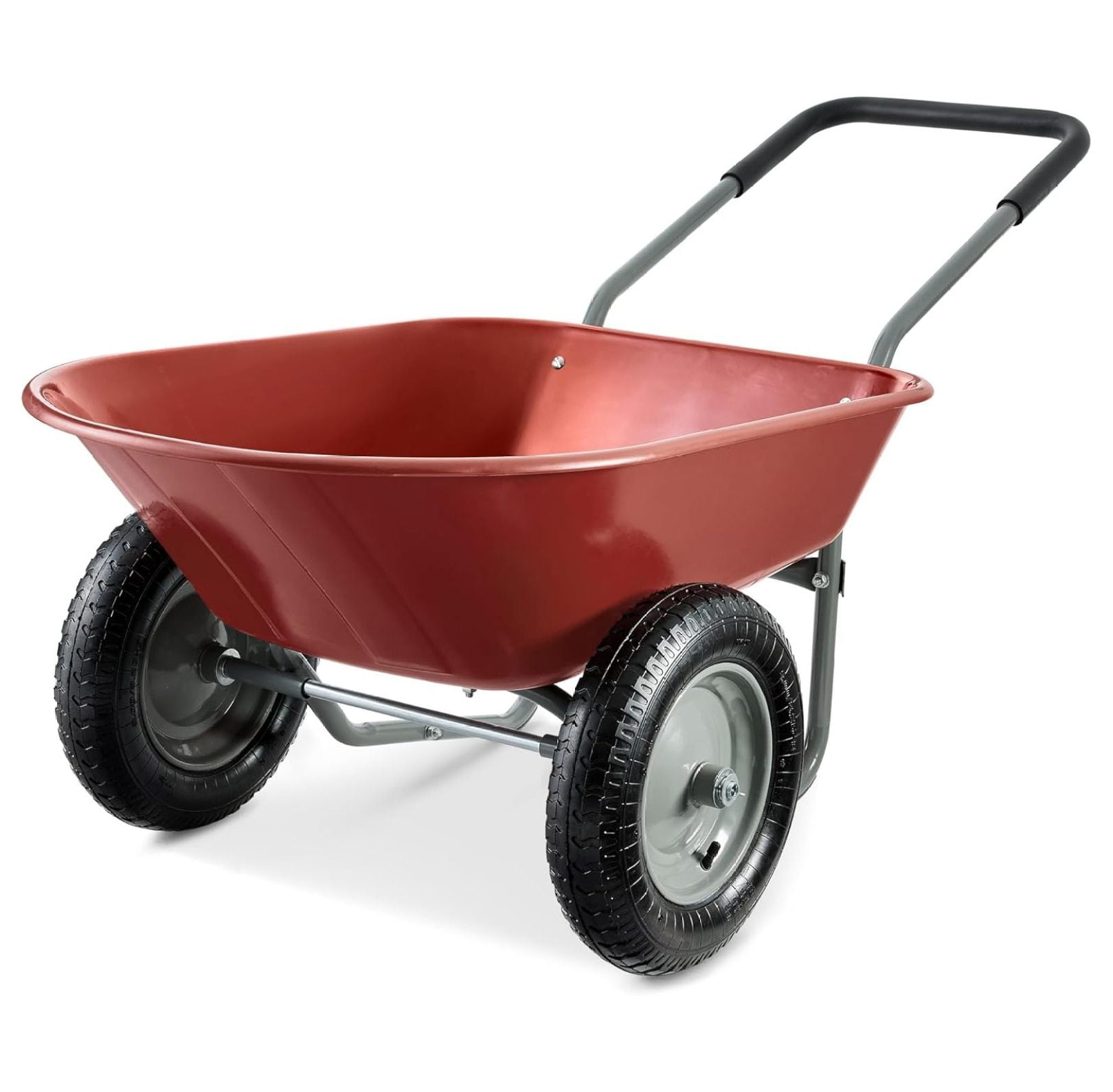 Dual-Wheel Home Utility Yard Wheelbarrow Garden Cart w/Built-in Stand ...