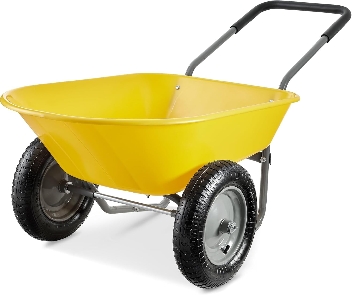 Dual-Wheel Home Utility Yard Wheelbarrow Garden Cart w/Built-in Stand ...