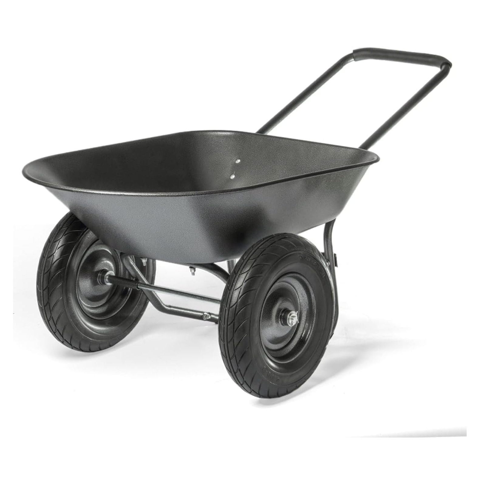 Dual-Wheel Utility Wheelbarrow Garden Cart Built-in Stand Flat- 16 ...