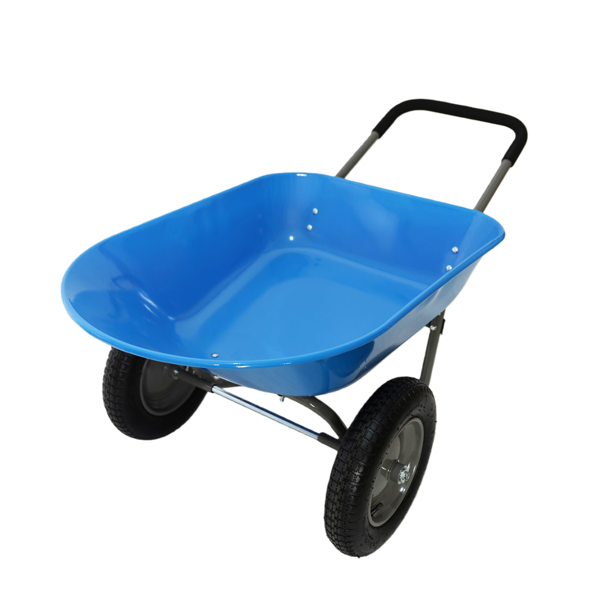 Dual-Wheel Utility Yard Wheelbarrow,300 lb Steel Tray Barrow Trolley ...