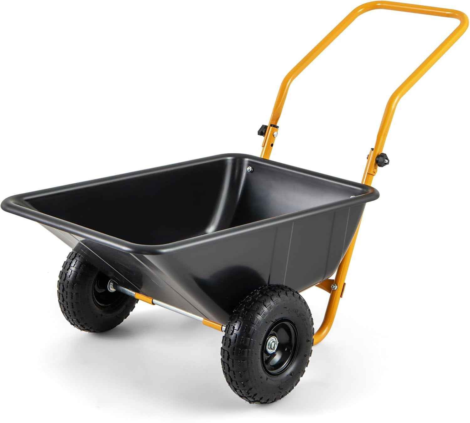 Dual-Wheel Wheelbarrow, Heavy-Duty Garden Utility Cart with Built-in ...