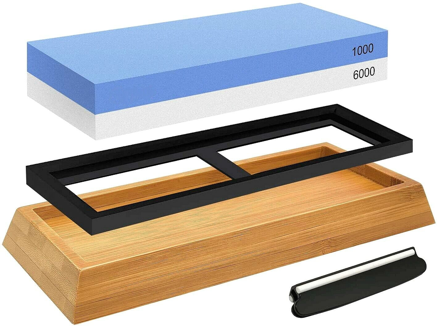 Dual Whetstone Sharpening Stone 1000/6000 Grit - with Bamboo Base ...