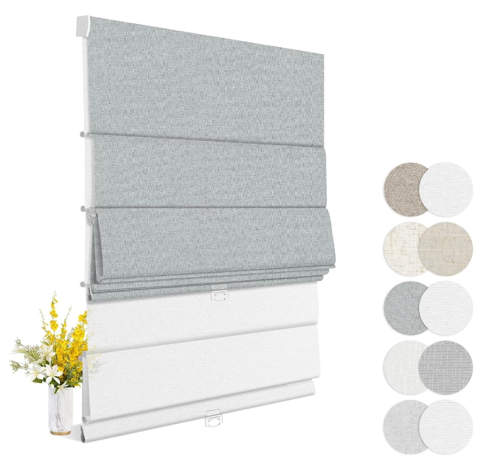 Dual Window Blinds Shades with Valance,Cordless Double Shades Blackout ...