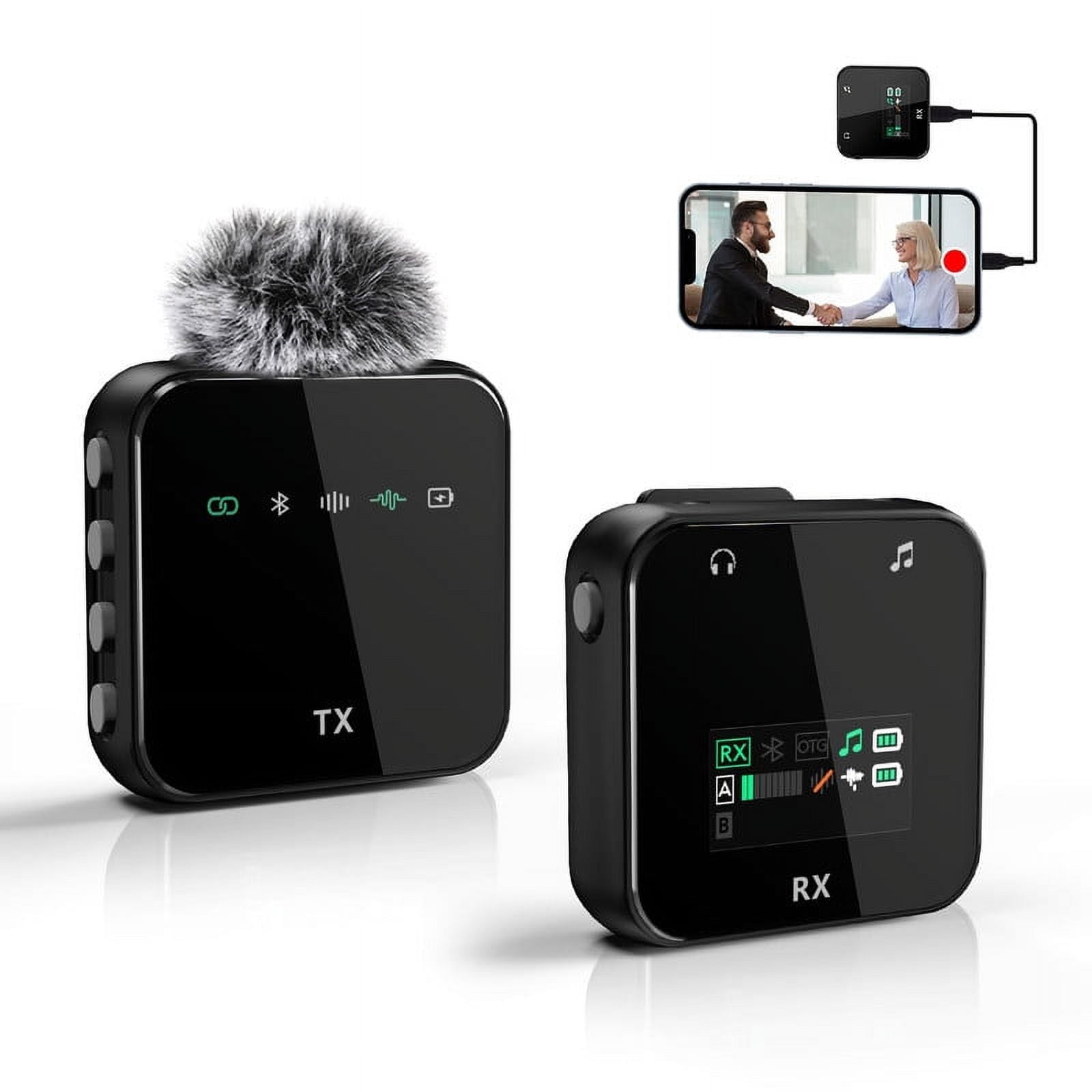 Dual Wireless Lavalier Microphone for Android iPhone Camera,Mini Mic ...