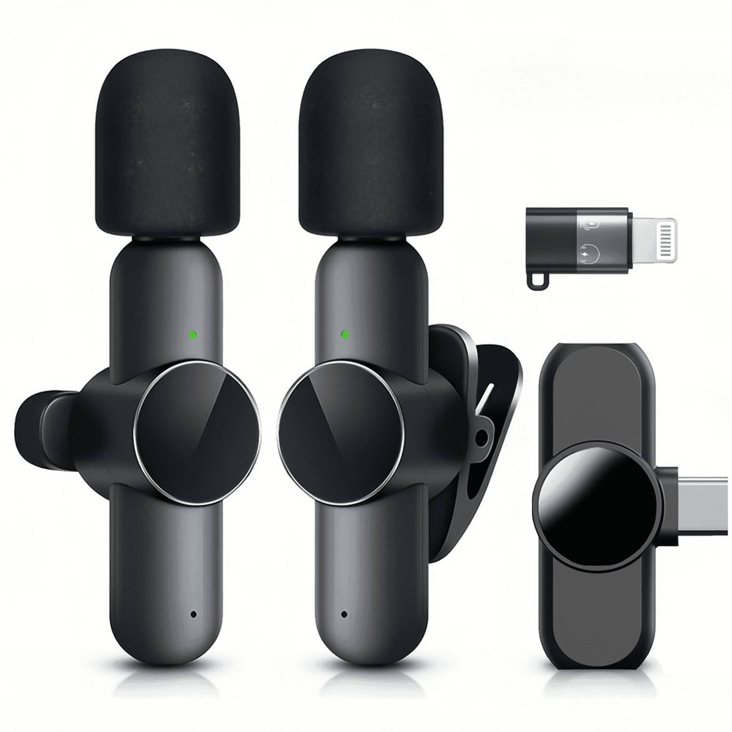 Dual Wireless Lavalier Microphone for iPhone Android, Type-c Clip-on ...