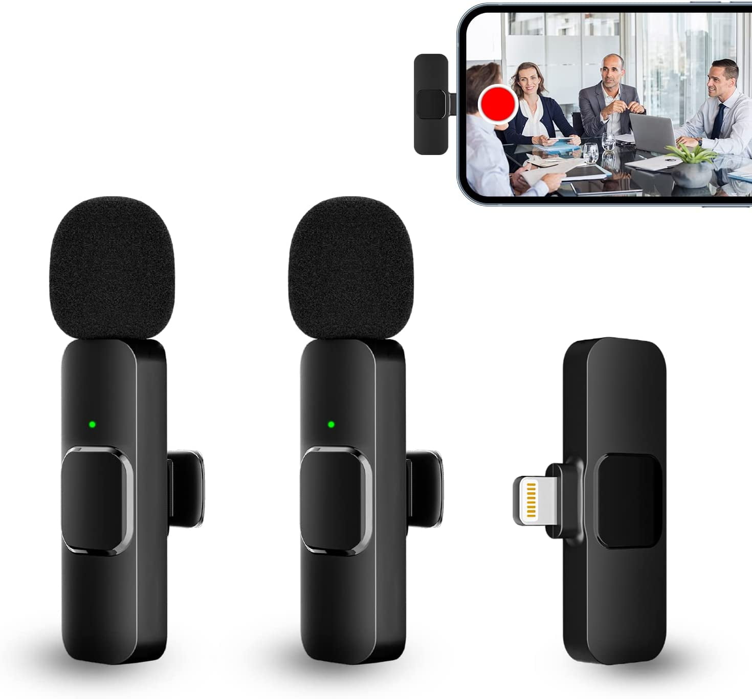 Dual Wireless Lavalier Microphone for iPhone, iPad, Video Conferencing ...