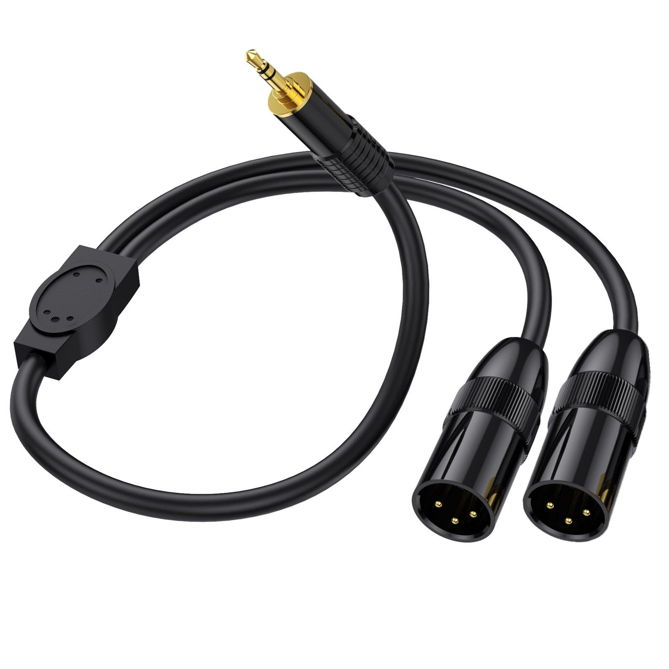 Dual XLR Male Y Splitter Cable for 3.5mm TRS Microphone Connection ...