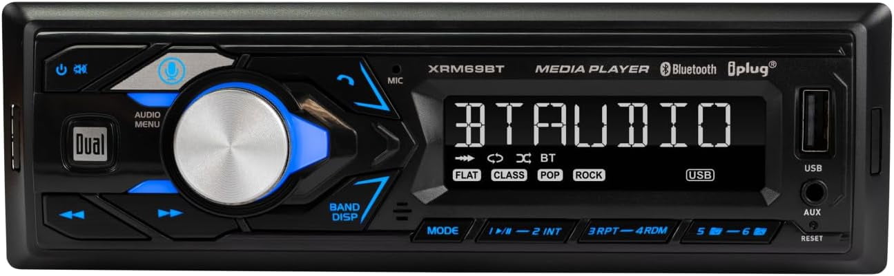 Dual XRM69BT 7 Character LCD Single DIN Car Stereo Radio | Push to Talk ...