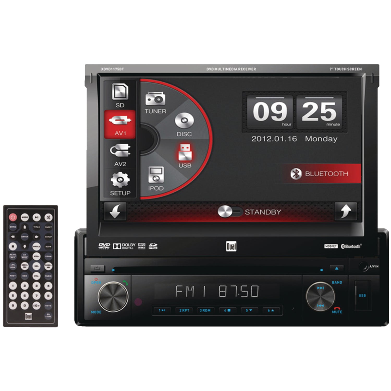 Dual Xdvd110bt 7" Single-din In-dash Dvd Receiver With Motorized ...