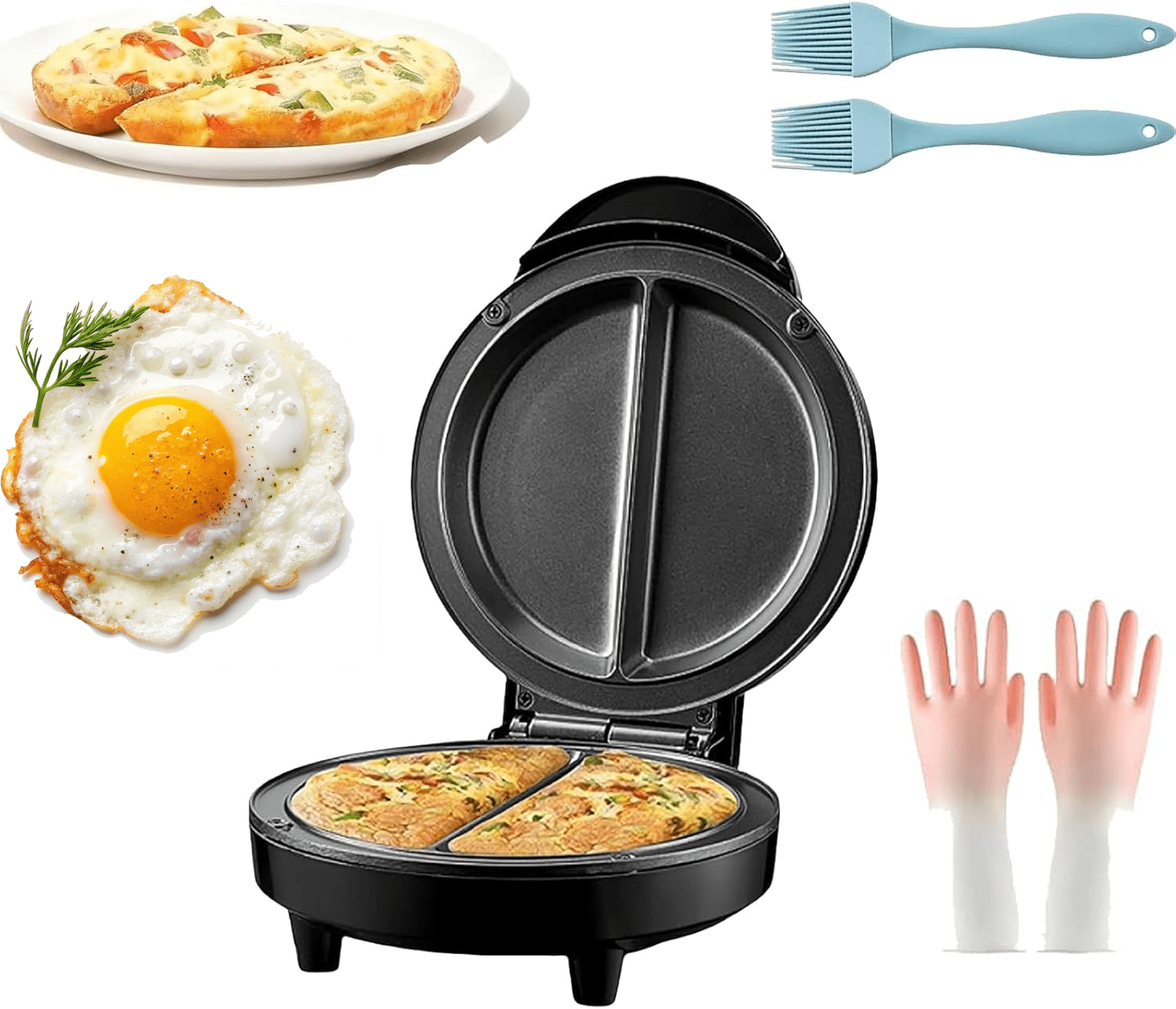 Dual-Zone Electric Omelette Maker, Omelette Pan Nonstick, Non Stick ...