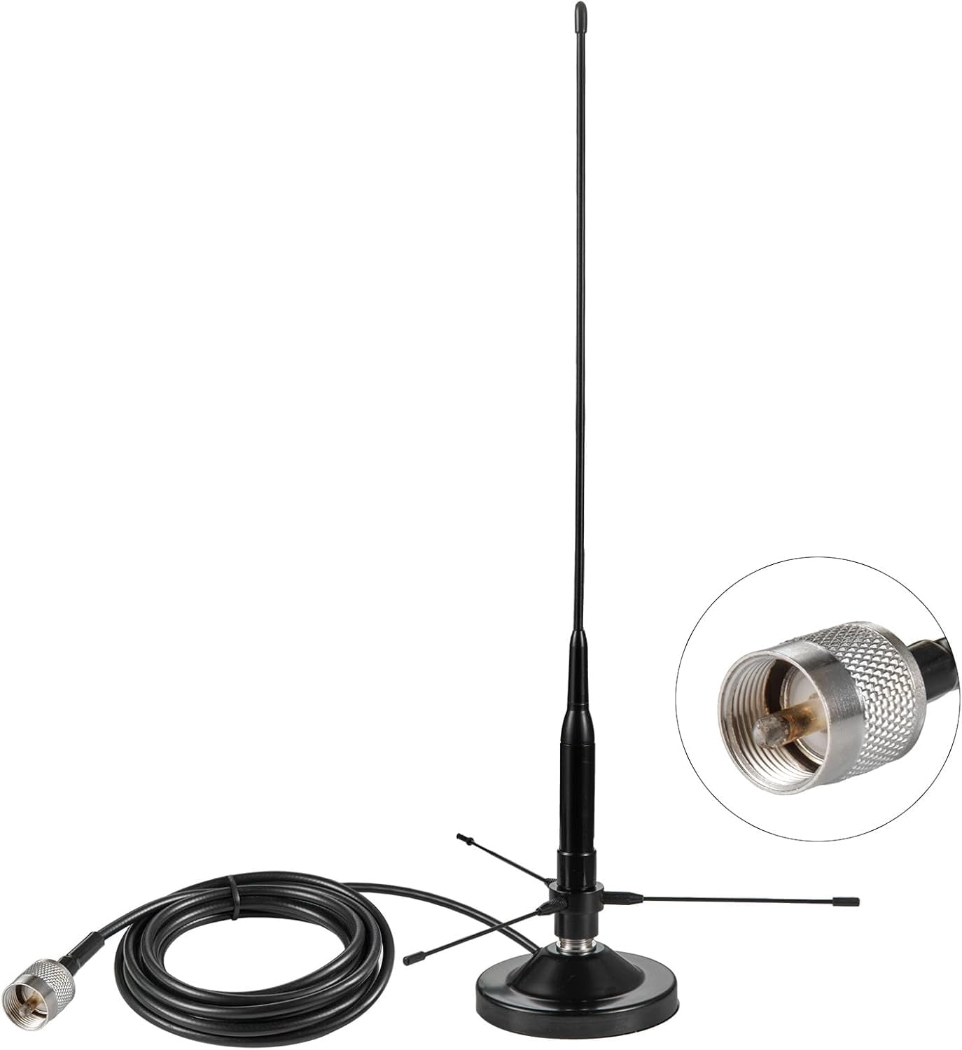 Dual band 136-174400-470 magnetic base mounted flexible whip antenna ...