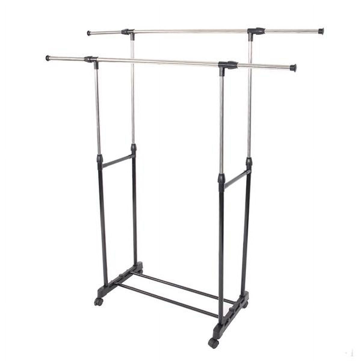 Dual-bar Vertical & Horizontal Stretching Stand Clothes Rack with Shoe ...