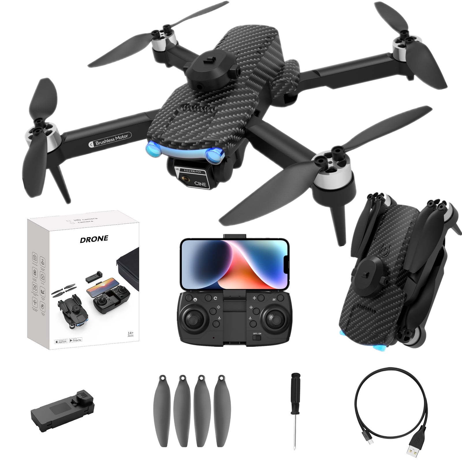 Dual-camera Folding UAV 4K HD Aerial Photography Drone, Brushless Motor ...