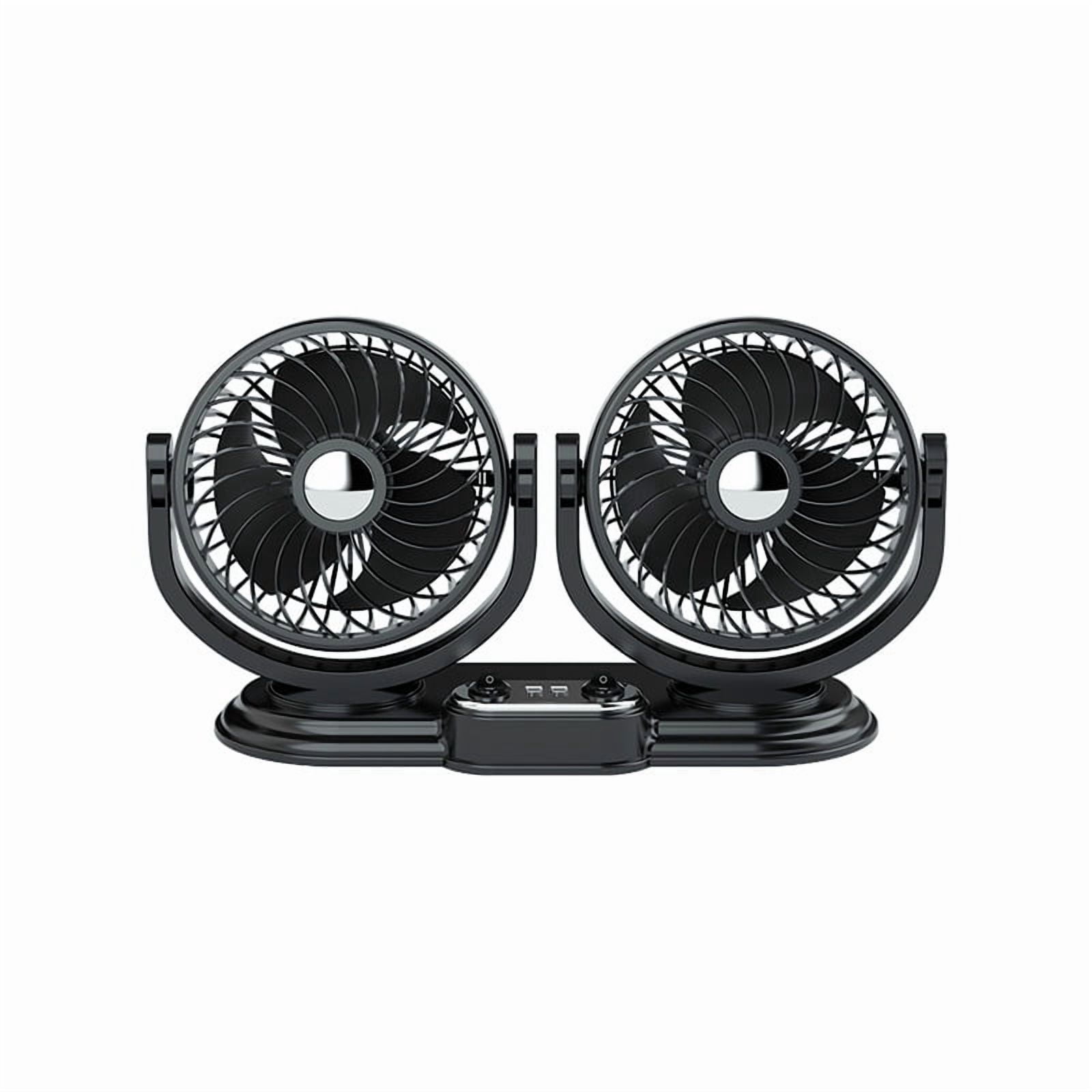 Dual head car fan universal USB quiet black 5V black fan blade for car ...