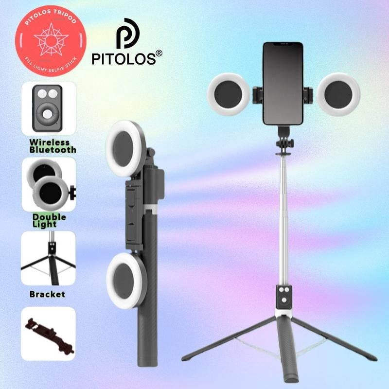 Dual light 1.7m stand tripod integrated selfie stick remote control ...