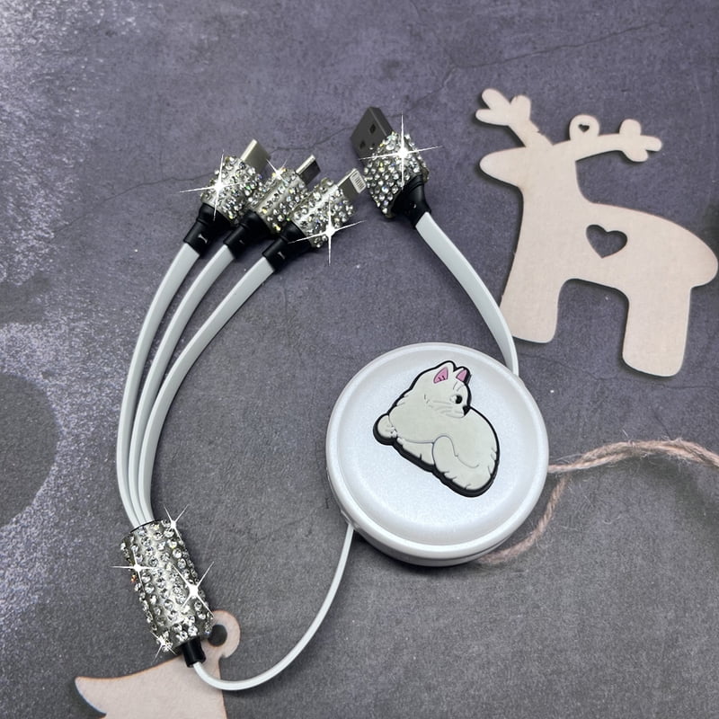 Dual port BLING USB Car Charger crystal diamond 3A 3-in-1 fast charger ...