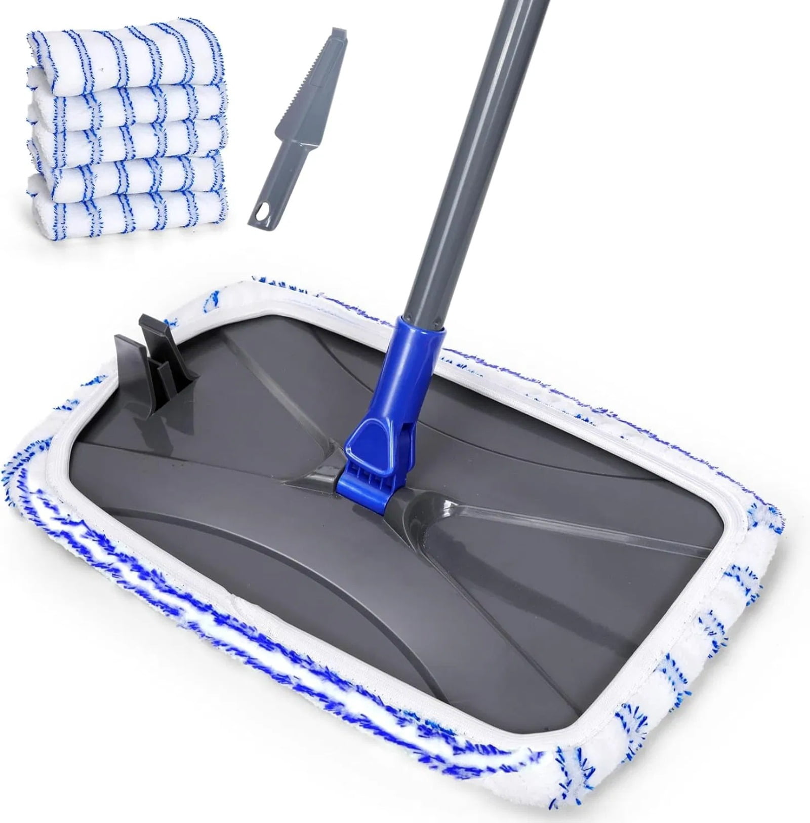 Dual-purpose wet and dry large flat mop, ultra-fine fiber mop, with 5 ...