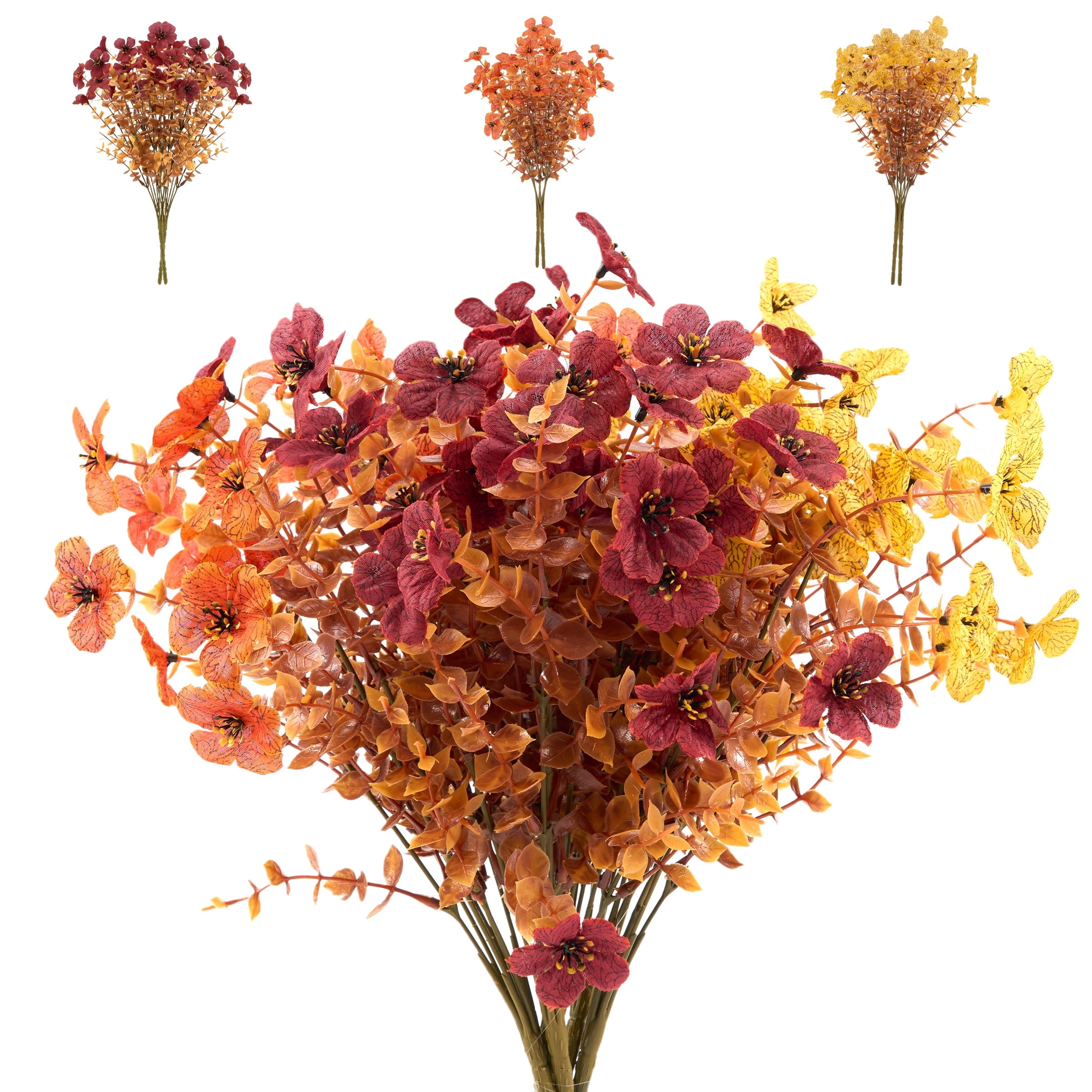 DualFerv 6 Bundles Fall Artificial Flowers for Outdoor, Autumn Faux ...