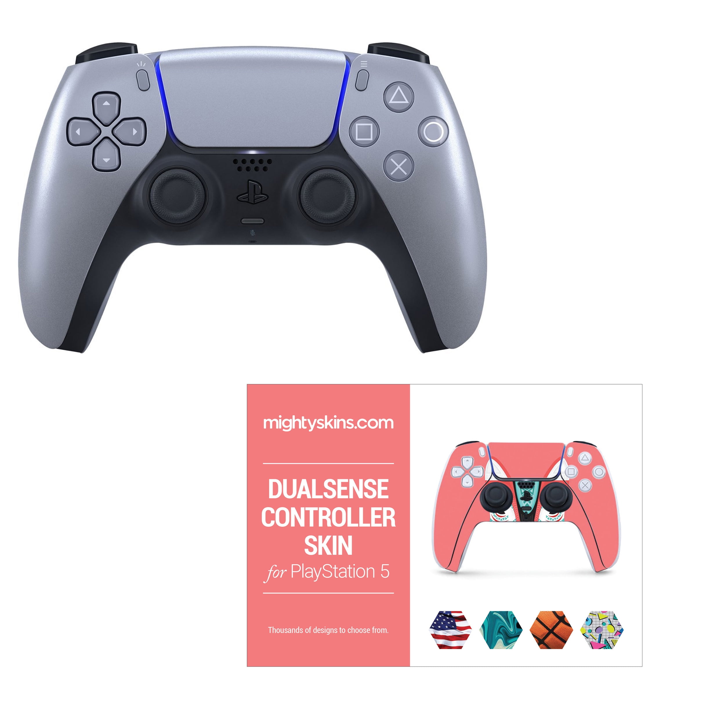 DualSense Controller in Silver with Skins Voucher - Walmart.com