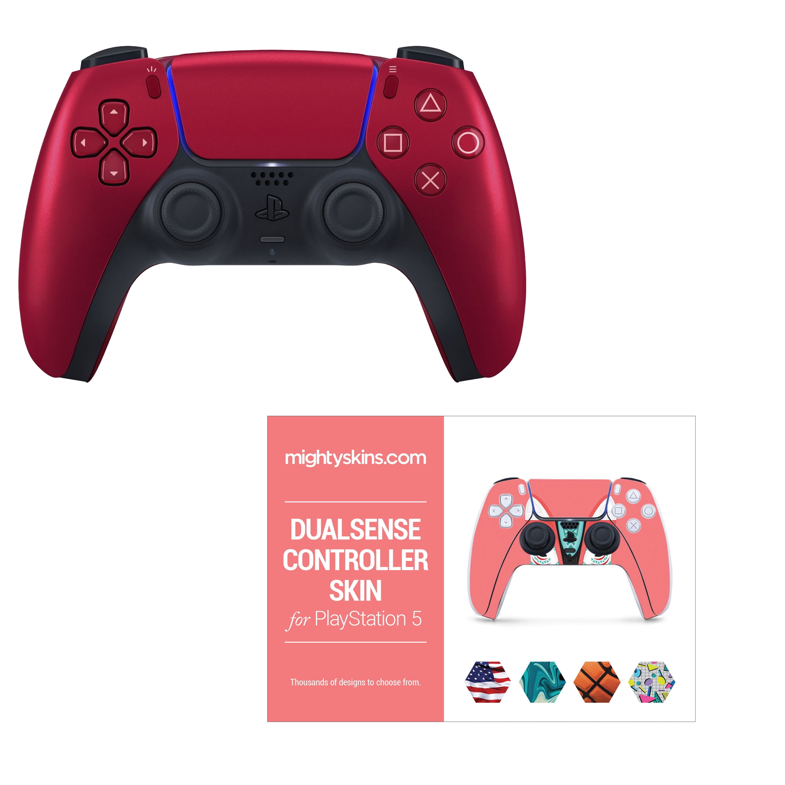 DualSense Controller in Volcanic Red with Skins Voucher - Walmart.com