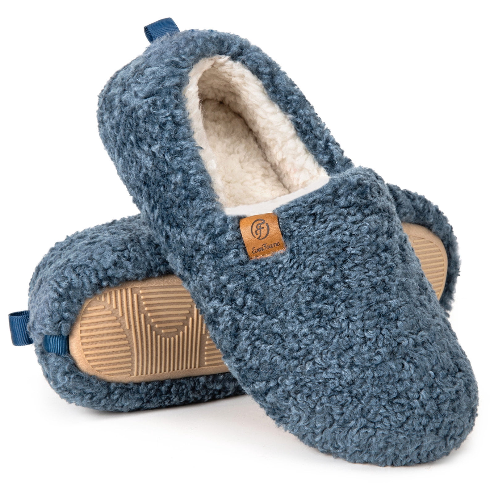 DualTop Women's Soft Curly Comfy Full Slippers Memory Foam Lightweight ...