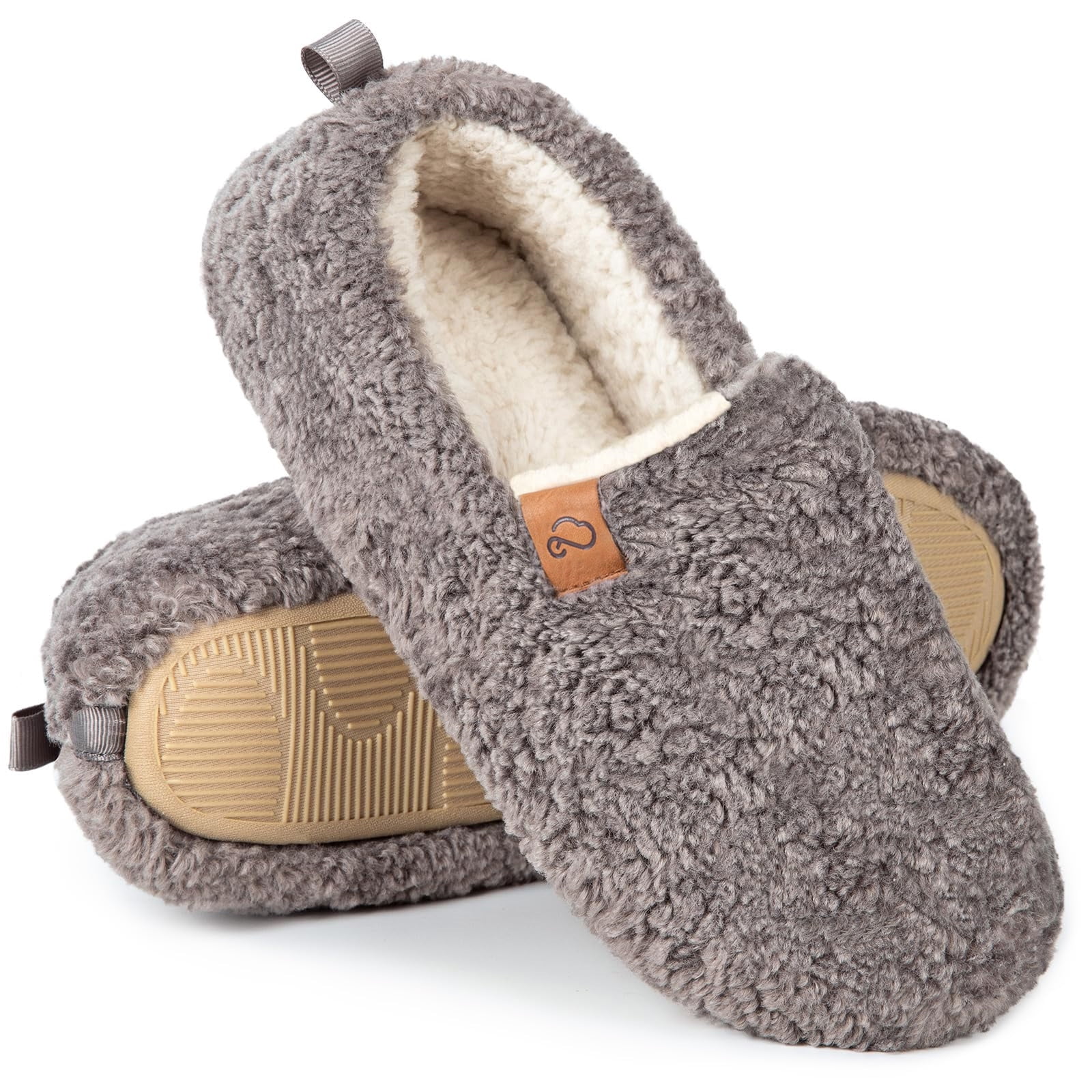 DualTop Women's Fuzzy Polar Fleece Slippers, Memory Foam Sole ...