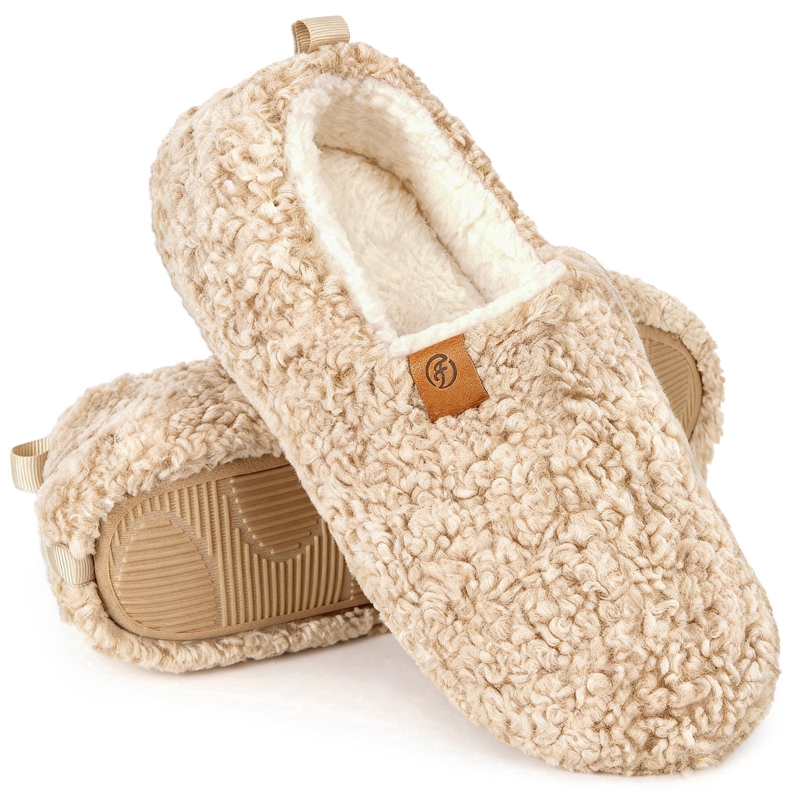 DualTop Women's Soft Curly Slippers, Memory Foam, Lightweight, Polar ...