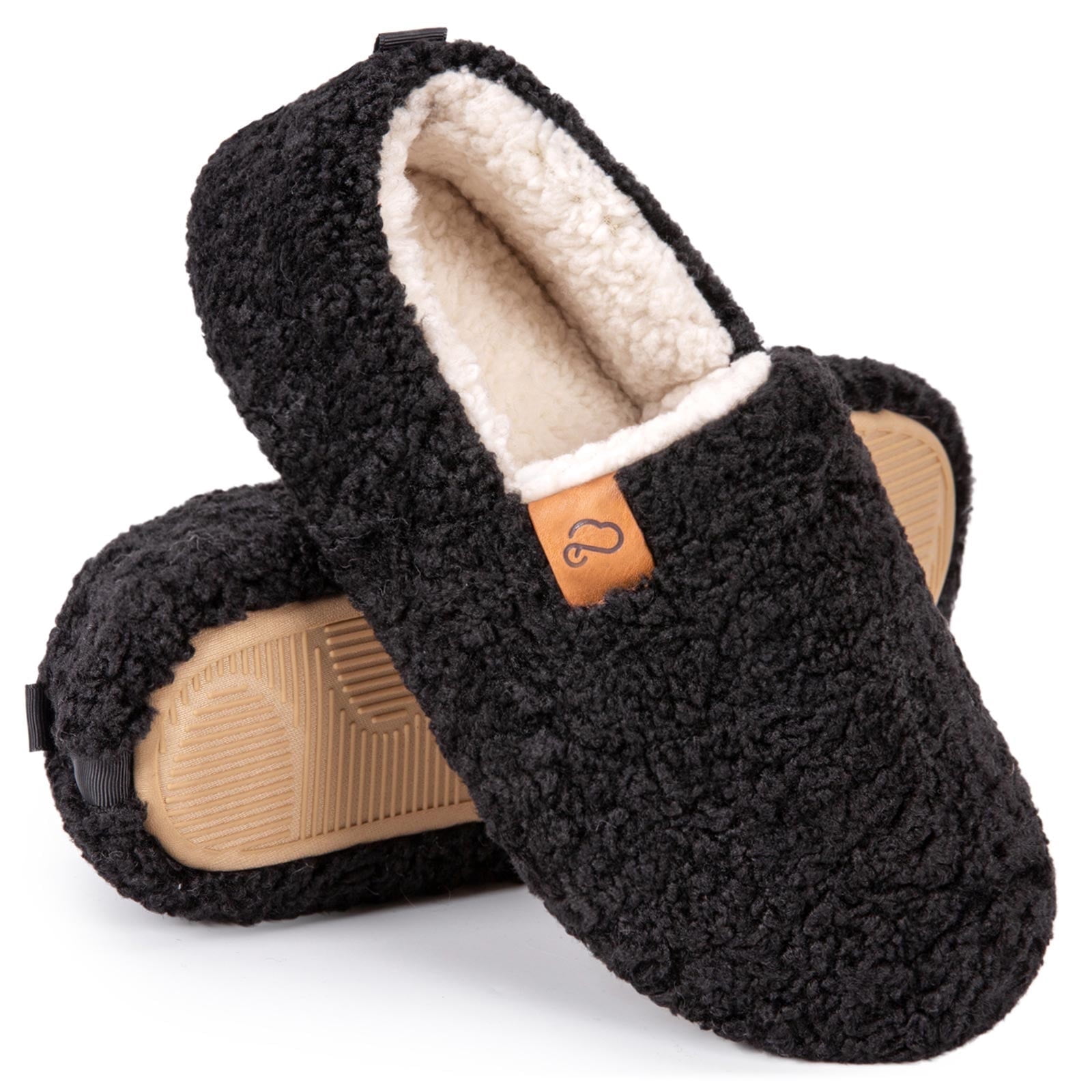 DualTop Women's Soft Curly Comfy Full Slippers Memory Foam Lightweight ...