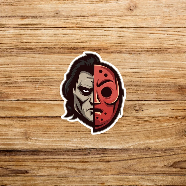 Duality Face Sticker - Horror Half Mask Vinyl Decal Halloween Artphone ...