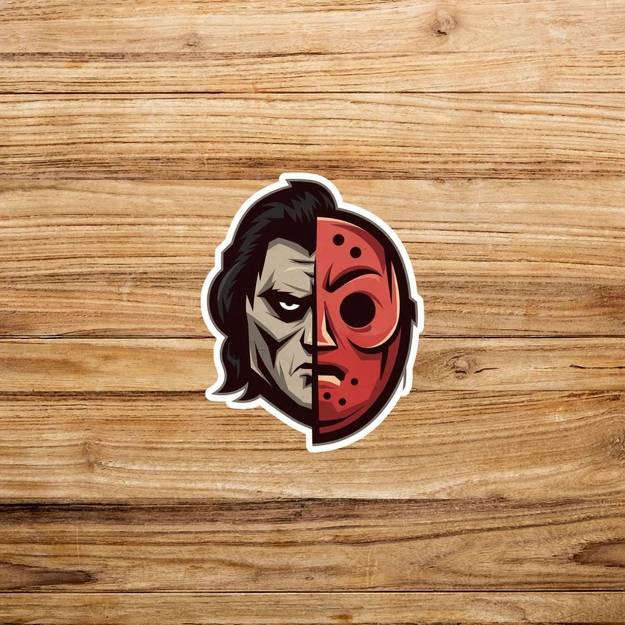 Duality Face Sticker - Horror Half Mask Vinyl Decal Halloween Artphone ...