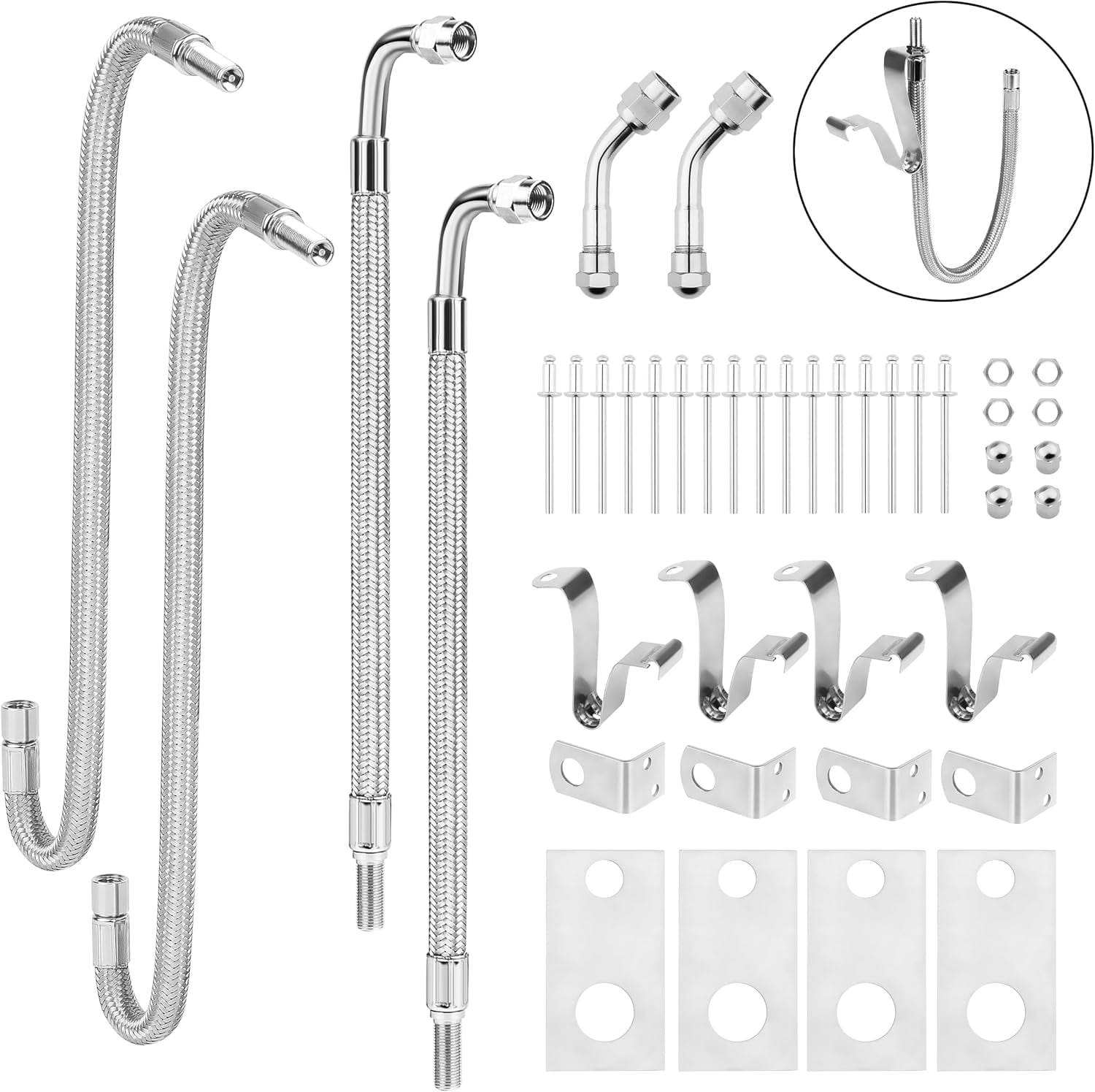 Dually Valve Stem Extenders Kit, Stainless Steel Braided Valve Stem ...