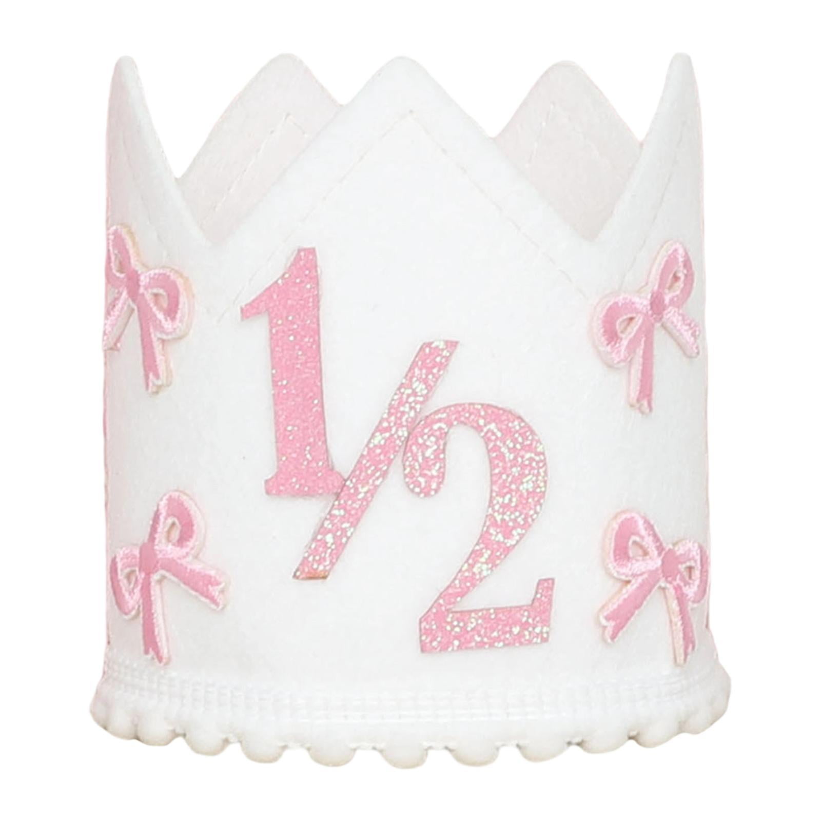 Dualoai 1/2 Birthday Crown Little Princess Crown Sweet Girls Bow ...