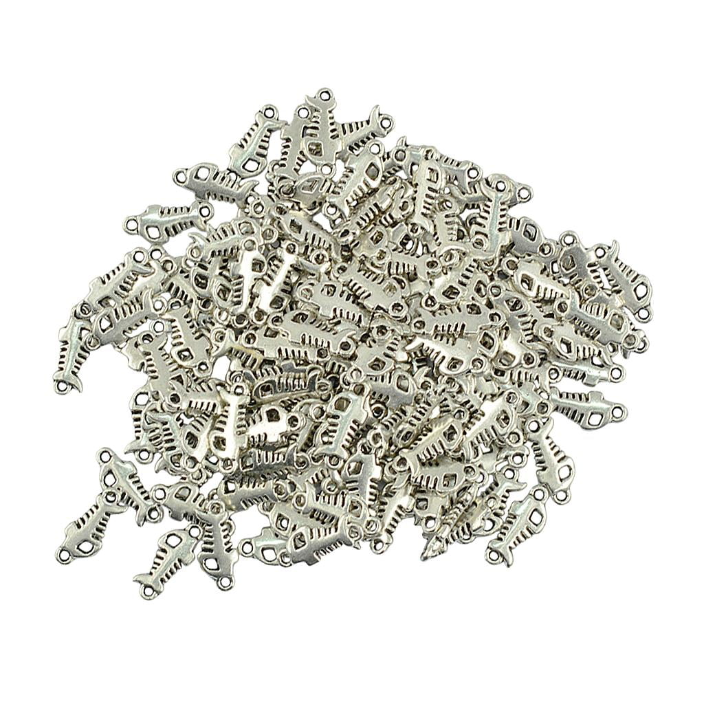 Dualoai 100 Pieces Tibetan Silver Alloy Nautical Fish Bone Charms DIY ...