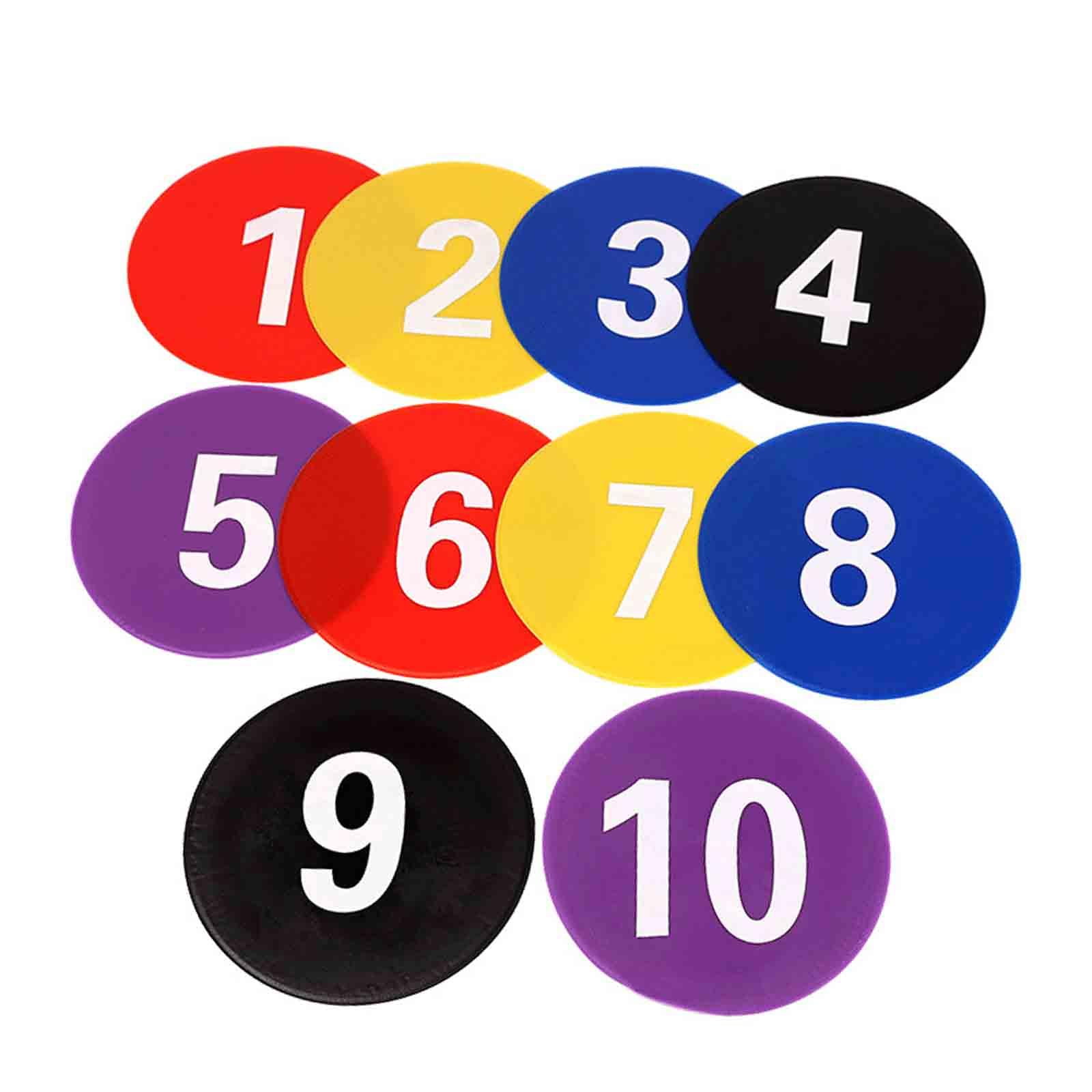 Dualoai 10Pcs Numbered for Floor Landmark Training Mat Flat Disc ...