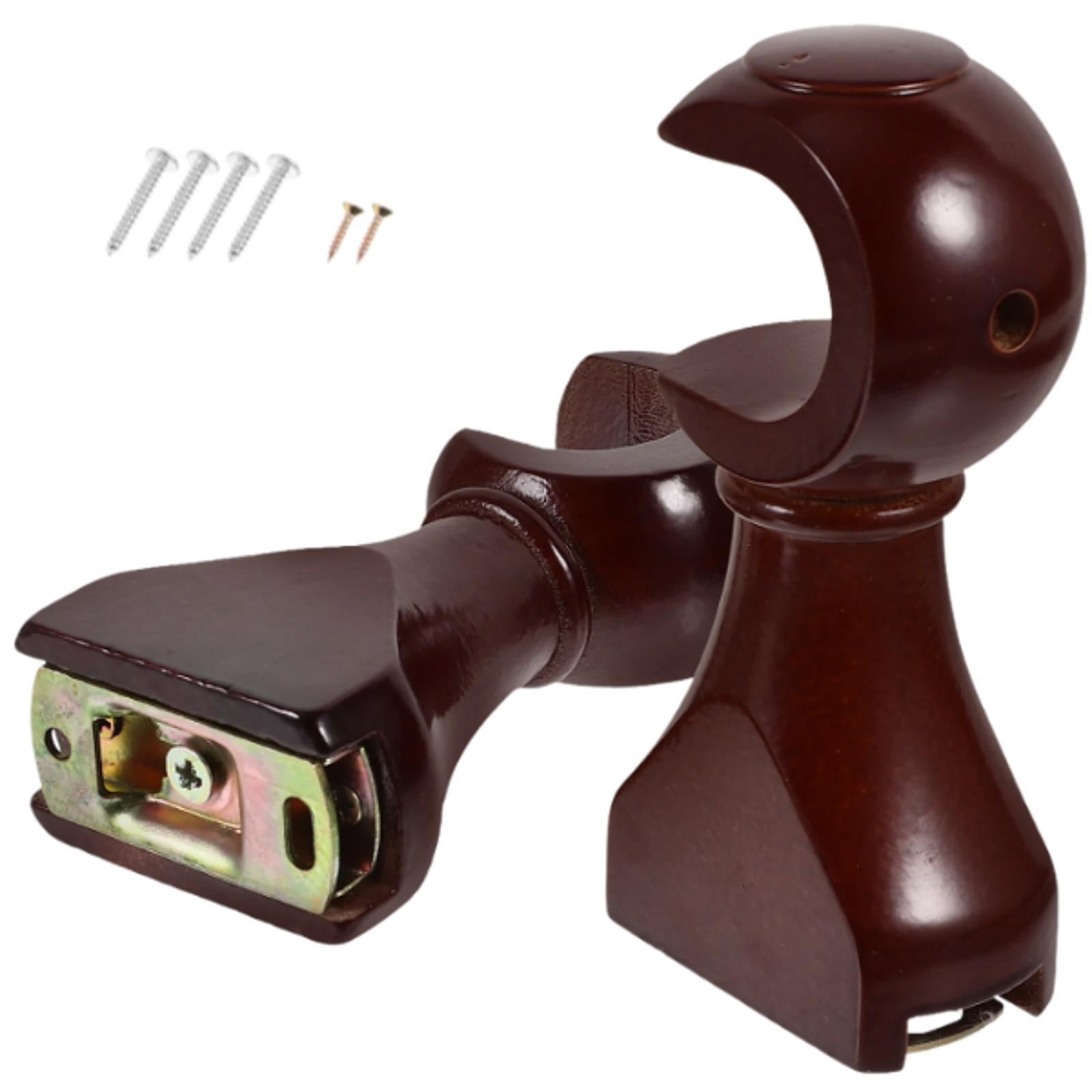 Dualoai 2 Pieces 1.1inch Wood Curtain Rod Brackets Drapery Rod Holder ...