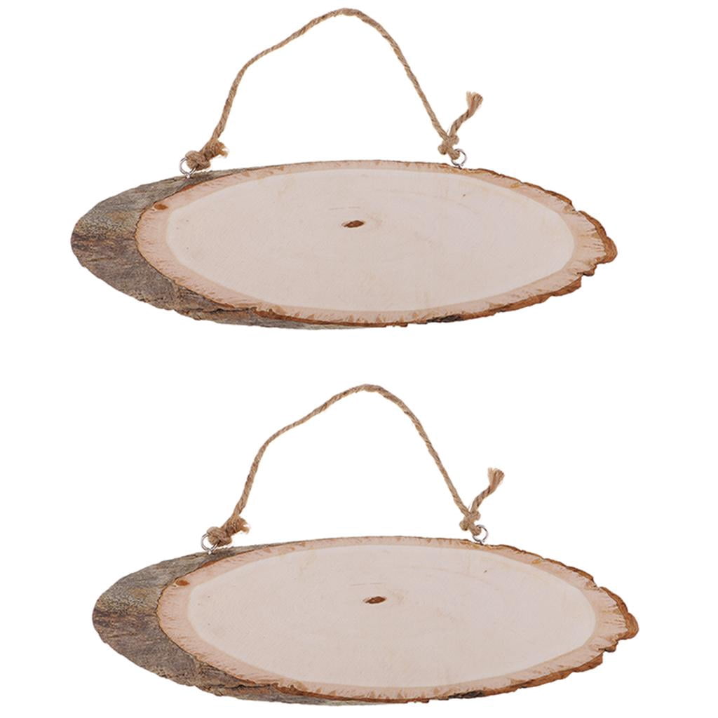 Dualoai 2pcs Natural Wood Slices Tree Bark 10 x 3'' Oval Craft Wood DIY ...