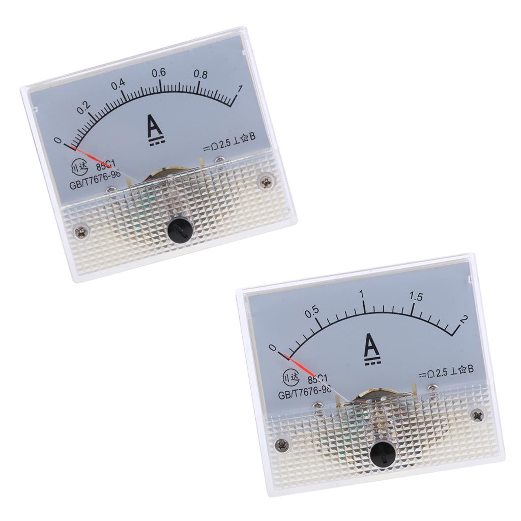 Dualoai 2pcs Plastic DC 0-1A and 0-2A Analog Ammeter Pointer Amp Meter ...