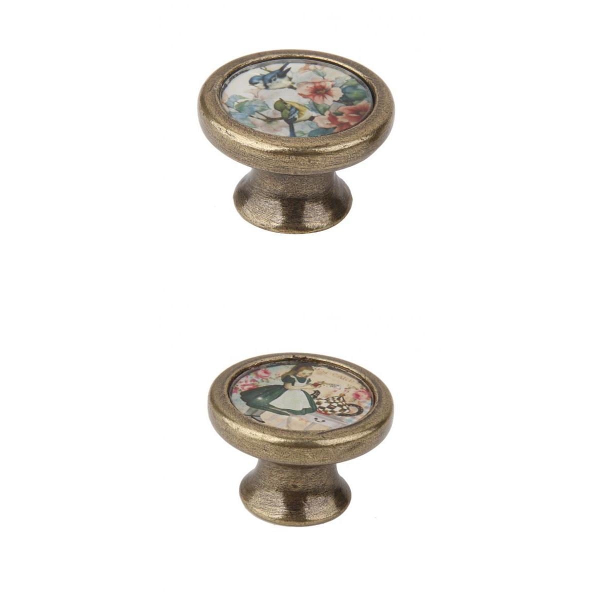 Dualoai 2x Vintage Cabinet Door Drawer Handle Pull Knob Hardware Girl ...