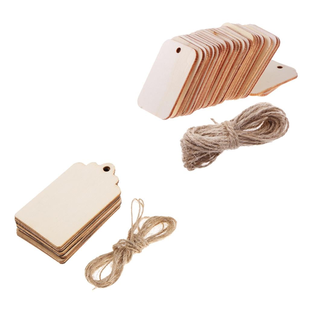 Dualoai 35 Pieces Unfinished Wood Tags Wooden Gift Tags for Wedding ...