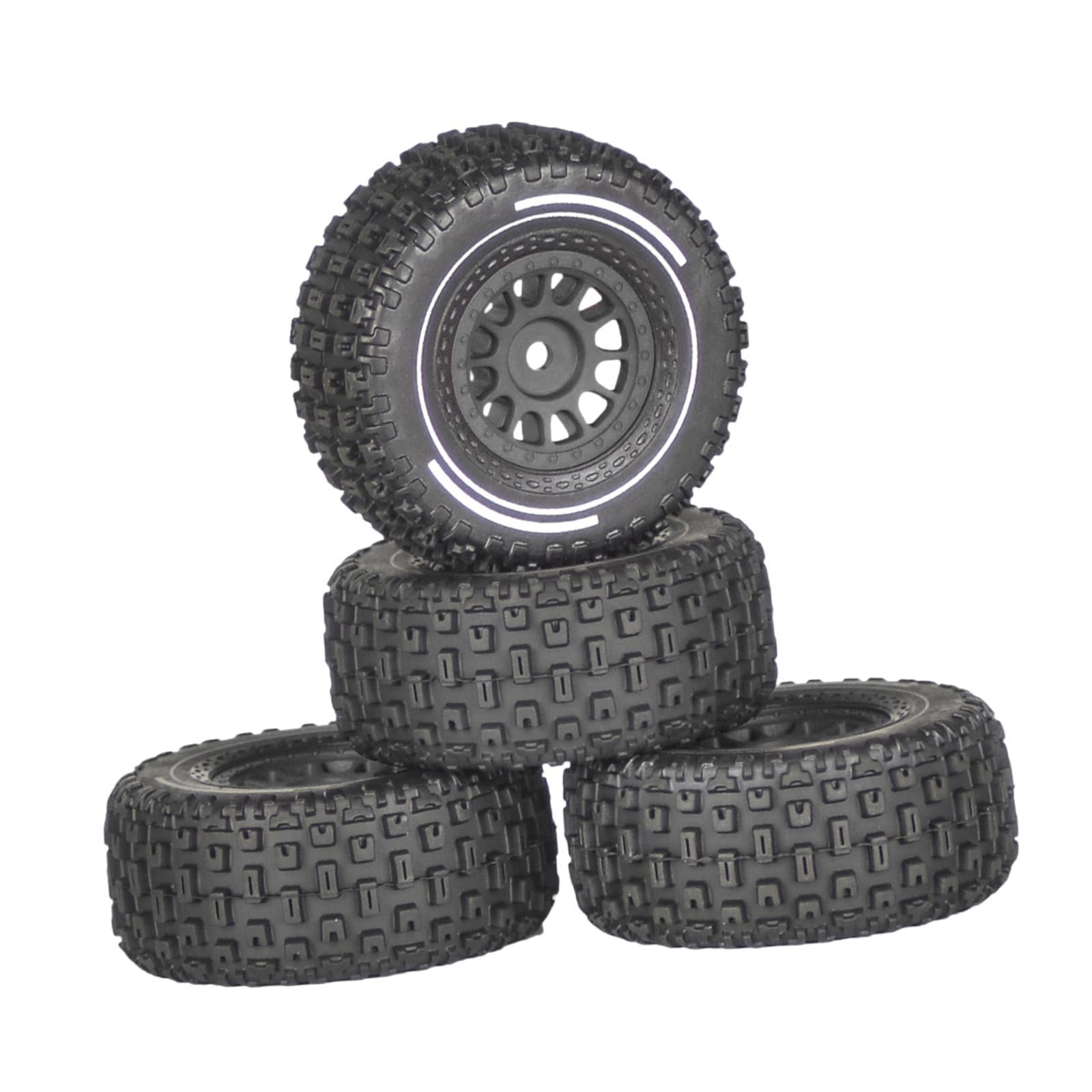 Dualoai 4 Pieces 1/14 RC Car Wheels and Tires Replace Spare Parts Easy ...
