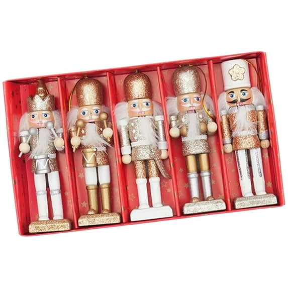 Dualoai 5 Pieces Christmas Nutcracker Figure Nutcracker Statue Sturdy ...
