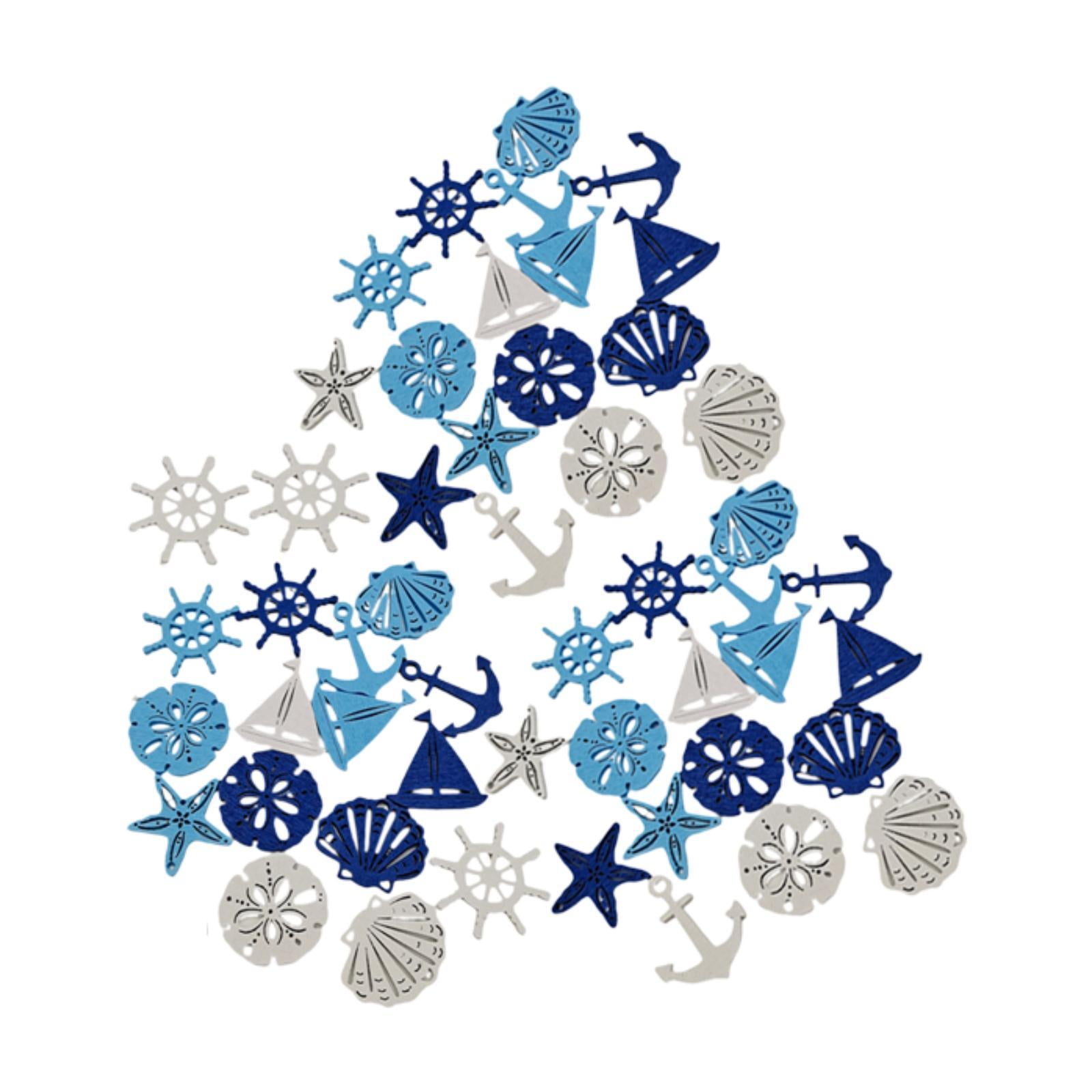 Dualoai 50Pcs Nautical Cutouts Sailboat, , Anchor, Captains Wheel and ...