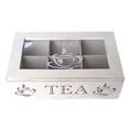 Dualoai 6-Grid Wood Storage Divided Box Drawer Desk Organizer Tray with ...