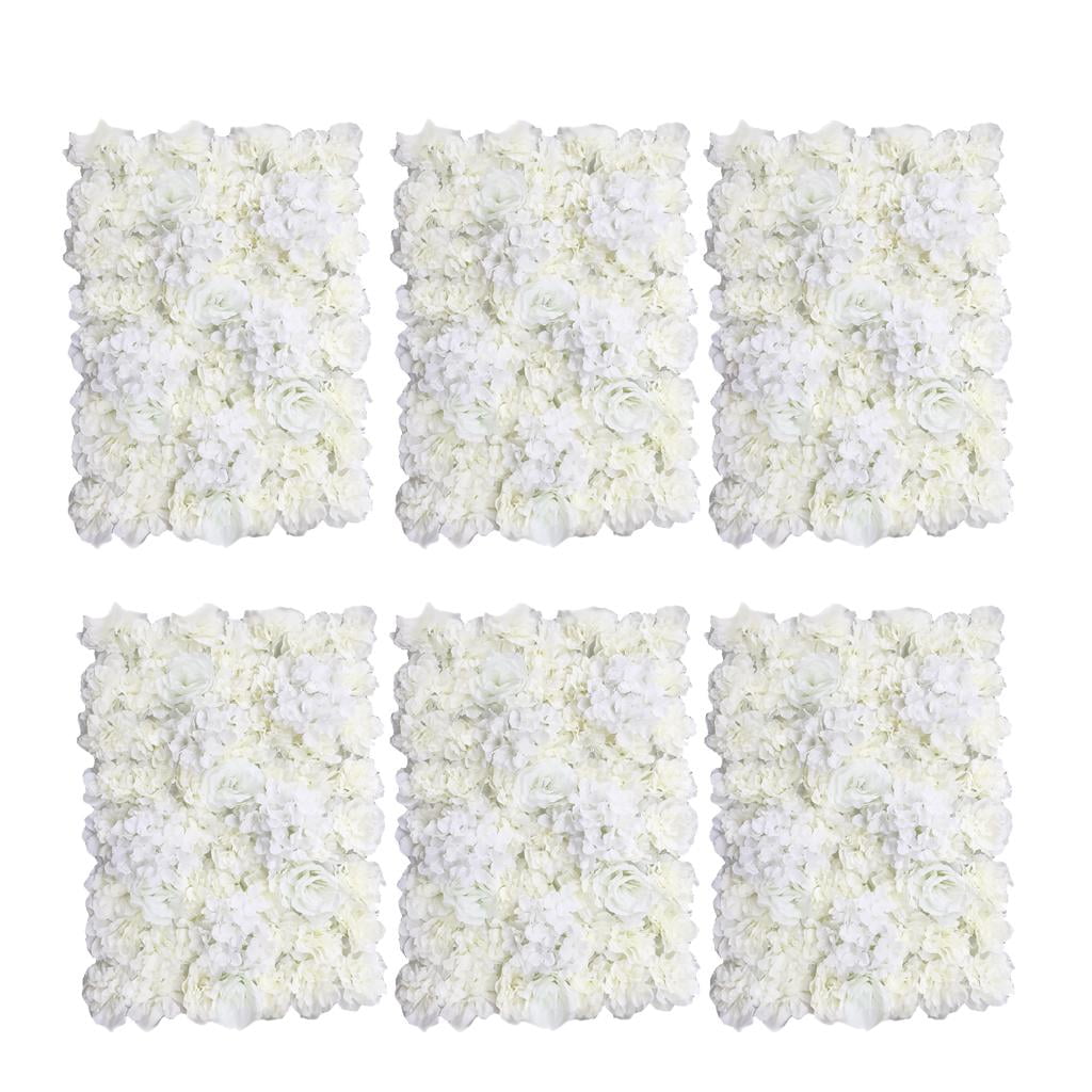 Dualoai 6 Pieces Removable Artificial Flowers Wall Panel Wedding Decor ...