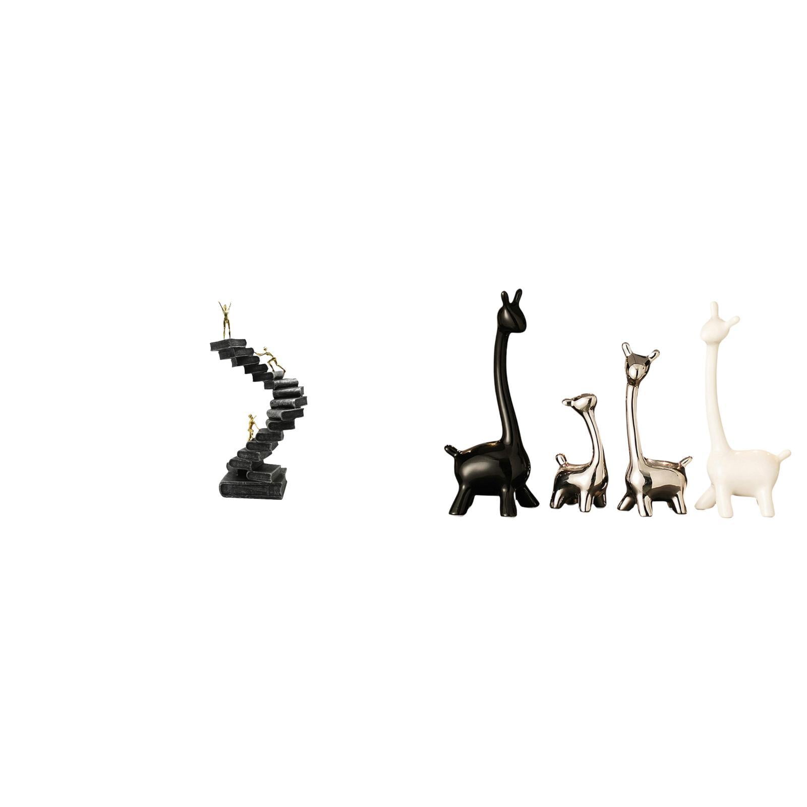 Dualoai Abstract Resin Thinker Ladder Statue and Modern Ceramic Giraffe ...